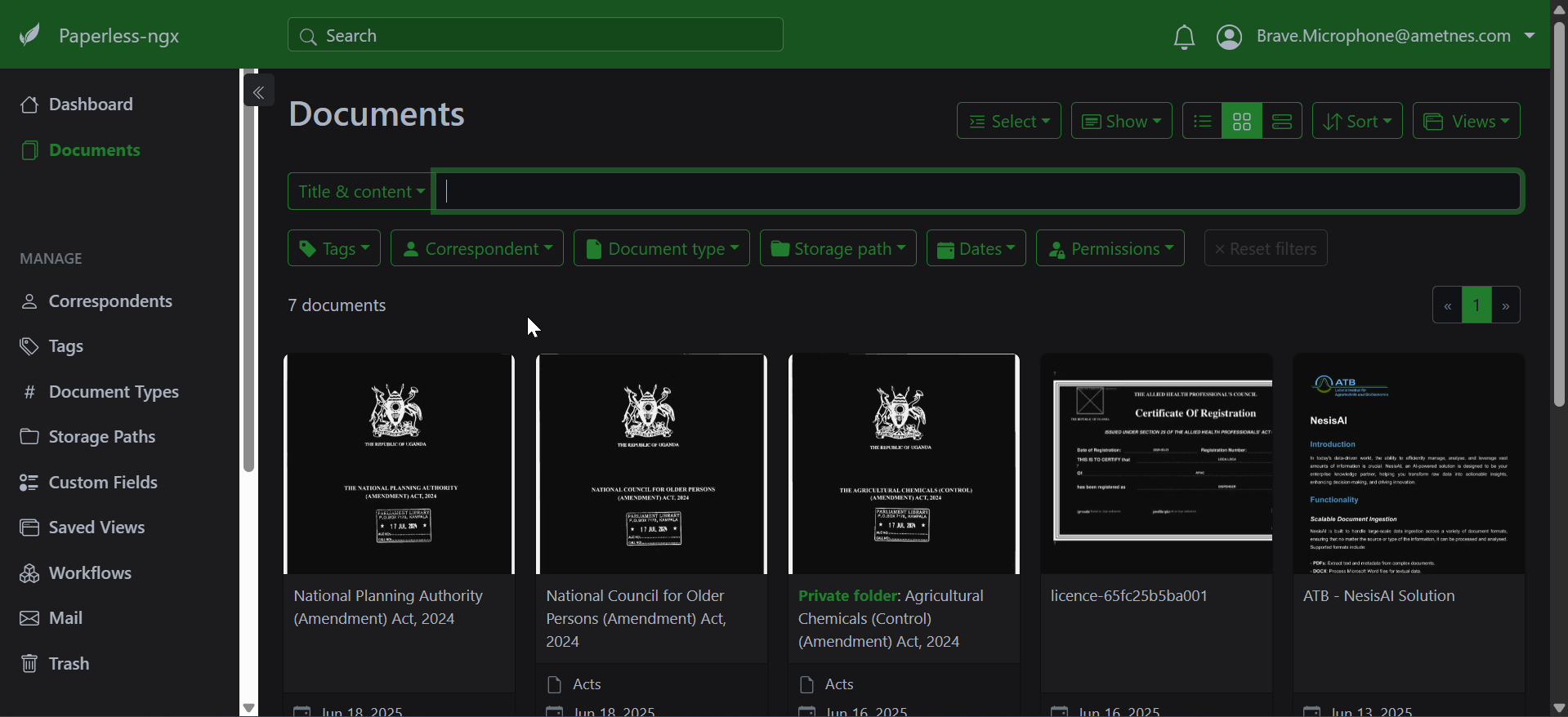 Document Organization - Ametnes Software Platform Documentation